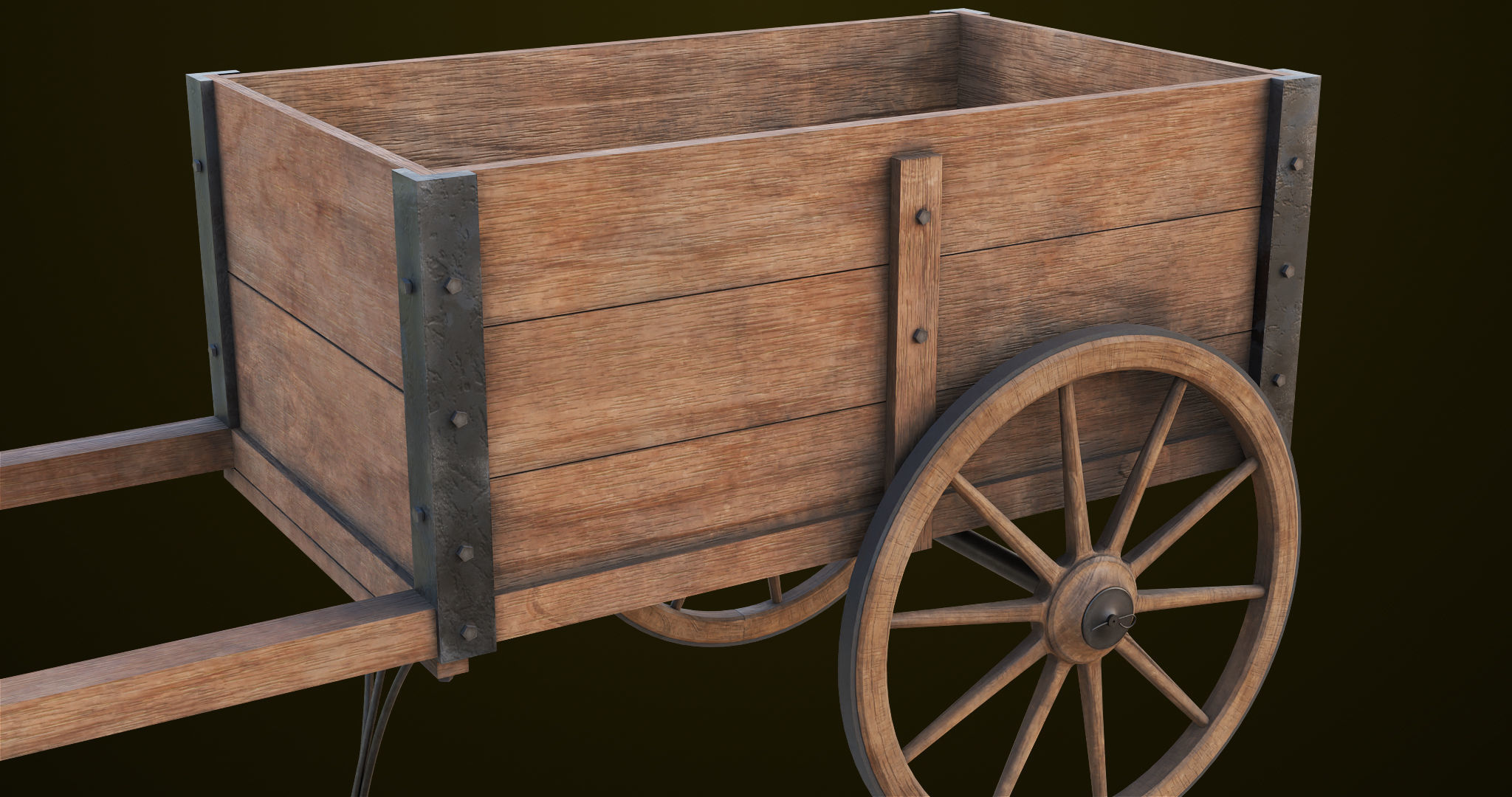 3D model Wooden Vendor Cart01 All PBR Unity UE Textures Included VR ...