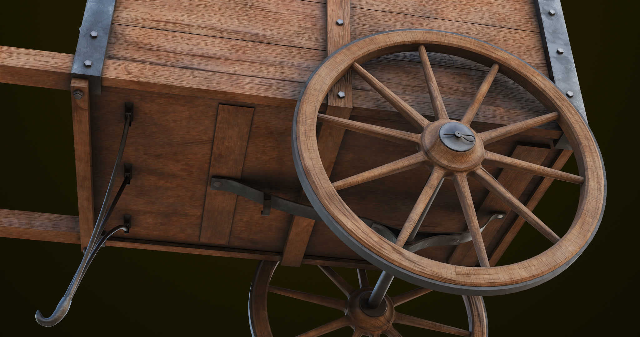 3D model Wooden Vendor Cart01 All PBR Unity UE Textures Included VR ...