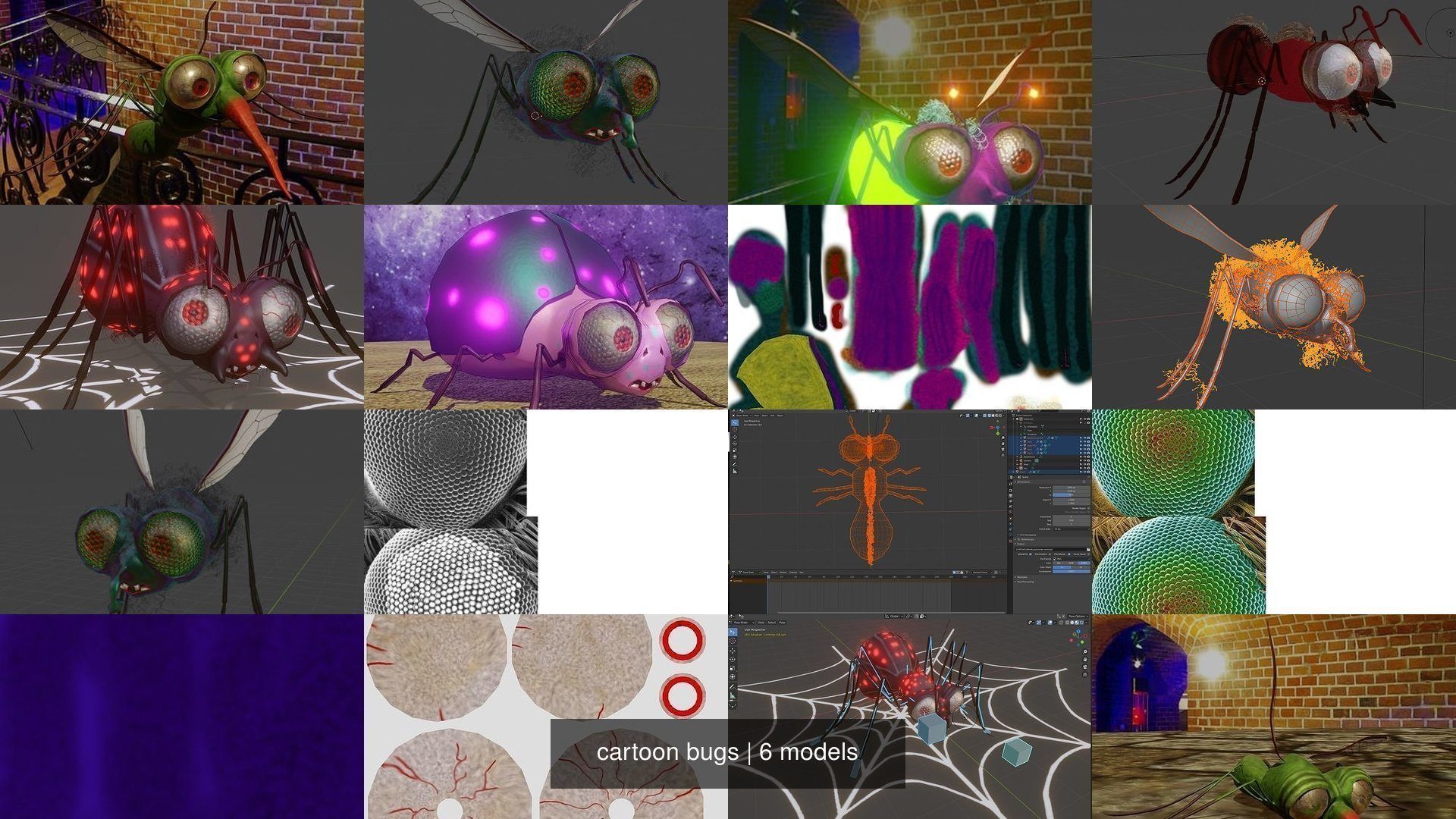 3D Model Collection cartoon bugs VR / AR / low-poly | CGTrader