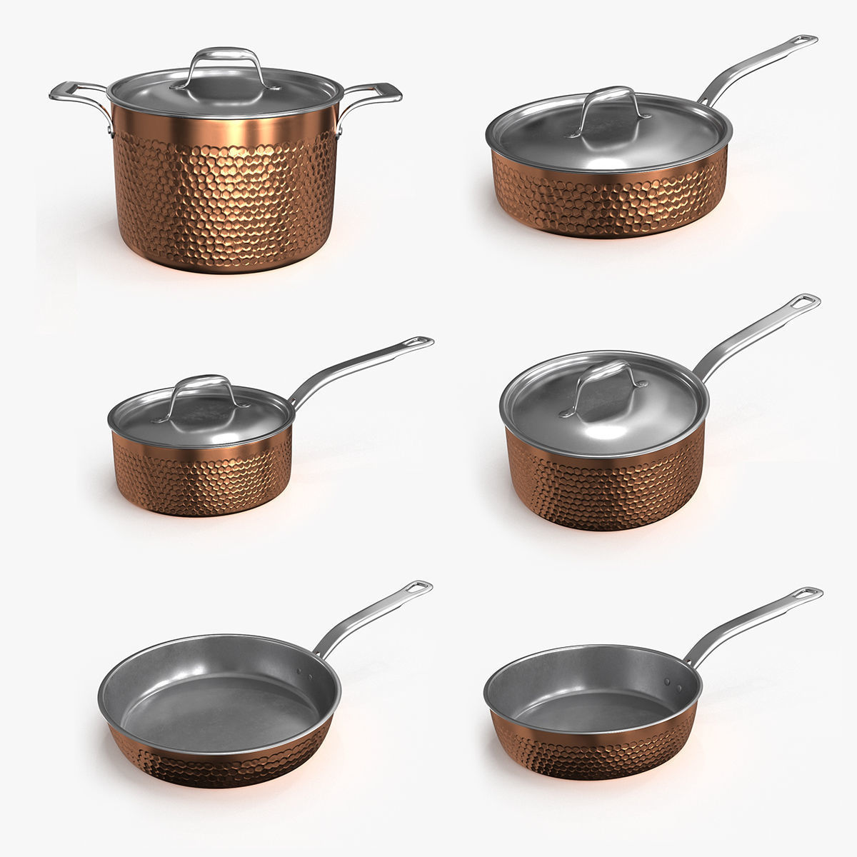 Stainless Steel Cookware Pan Collection VR / AR / low-poly | CGTrader
