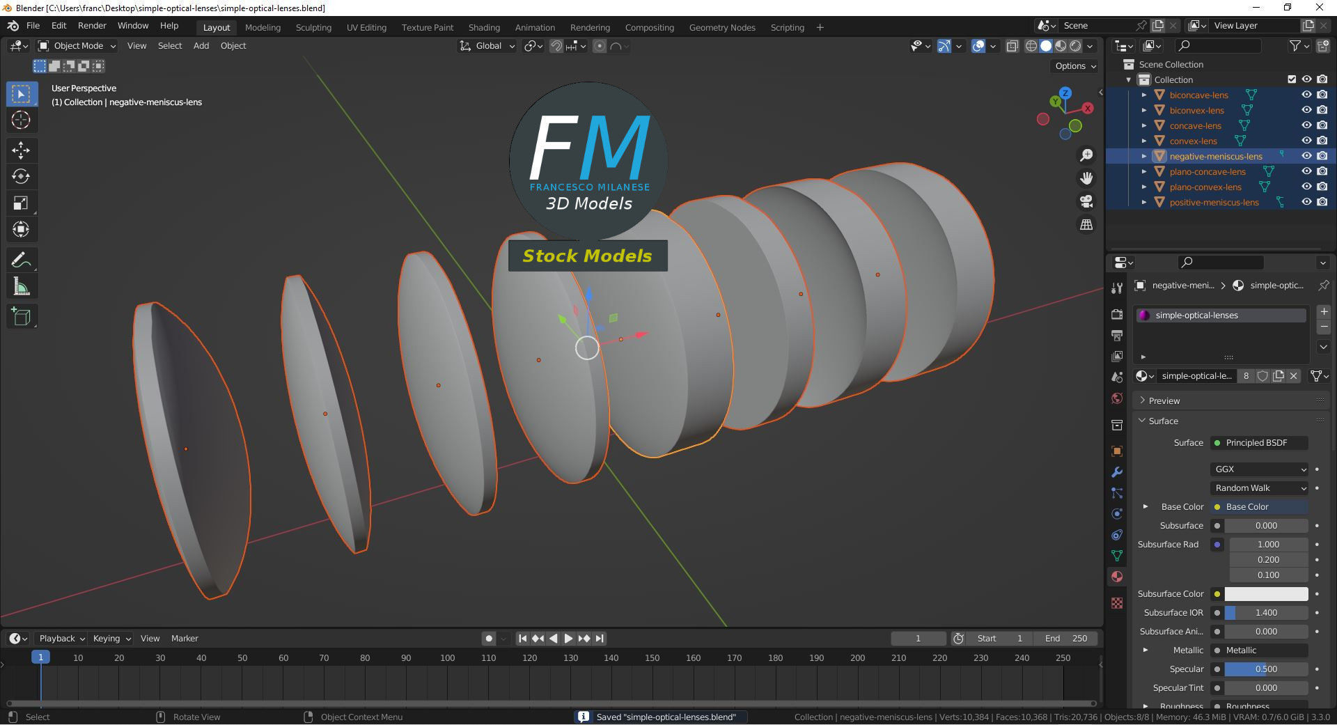 Simple optical lenses 3D model | CGTrader