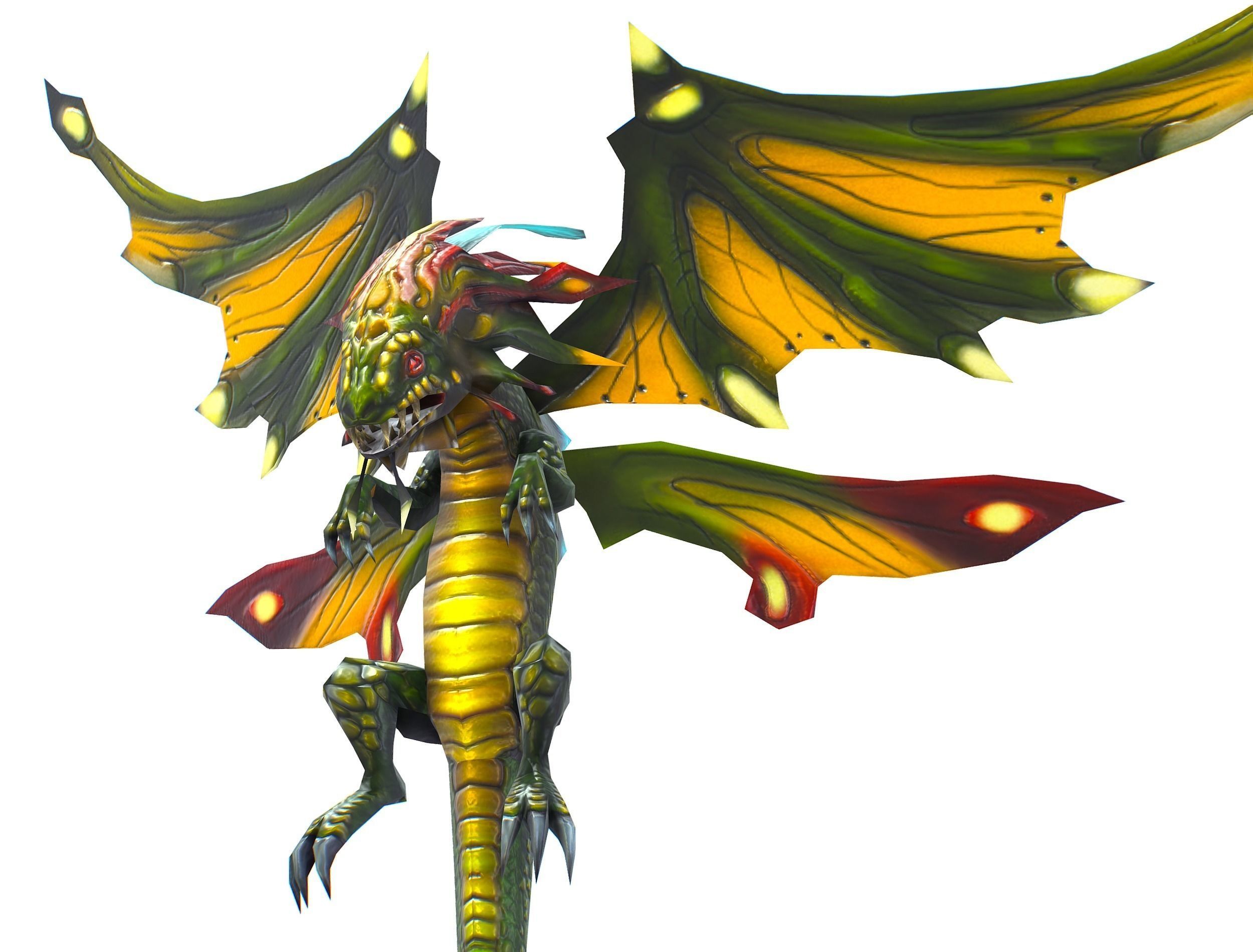 3D model Low Poly Monster Green Young Winged Dragon 3D Model VR / AR ...