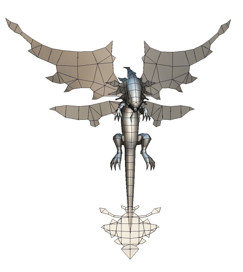 3D model Low Poly Monster Blue Young Winged Dragon VR / AR / low-poly ...