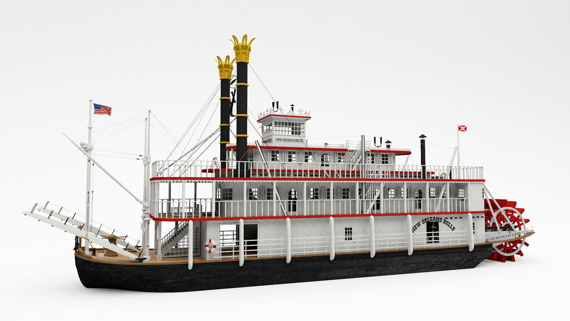 Mississippi River Boat Paddle Steamer 3D 3D model | CGTrader