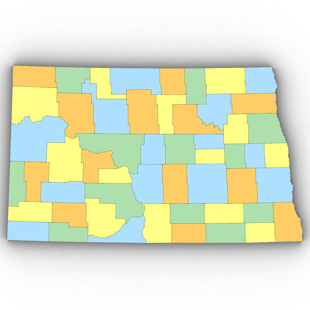 North Dakota Political Map 3D model | CGTrader