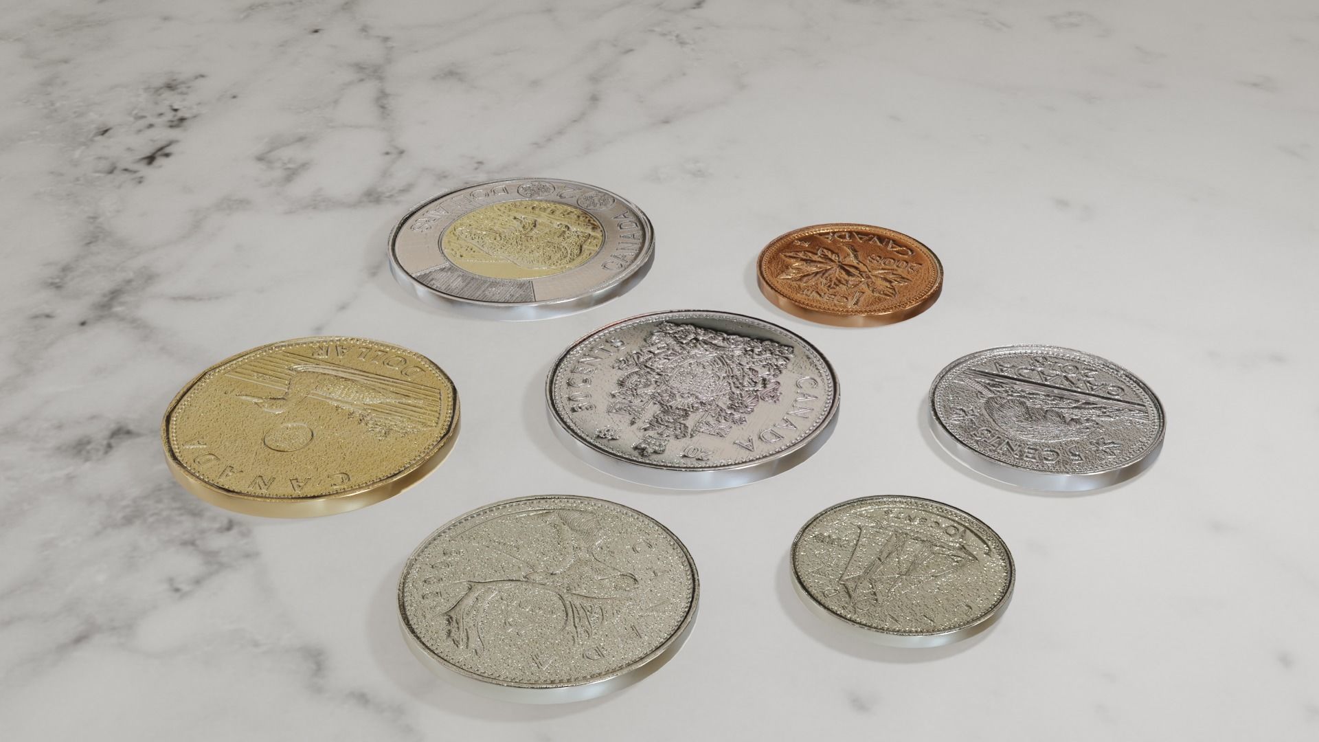 Canadian CAD Coins 3D model | CGTrader