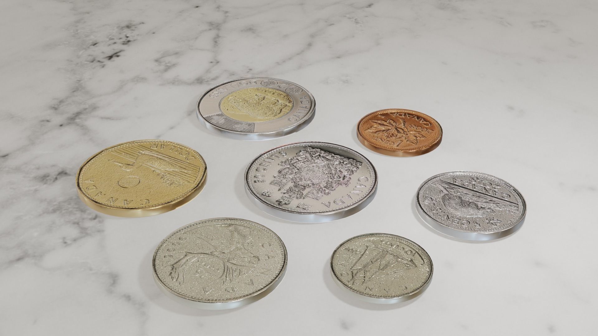 Canadian CAD Coins 3D model | CGTrader