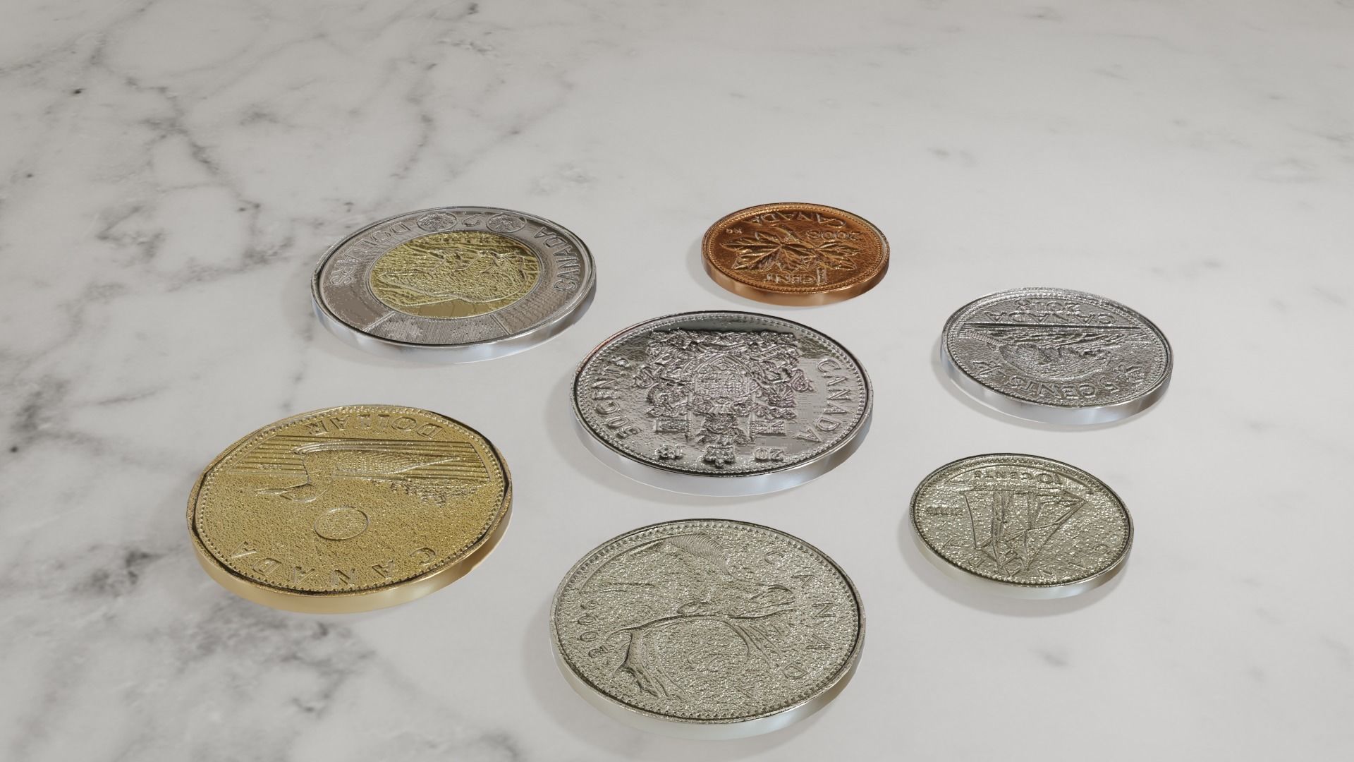 Canadian CAD Coins 3D model | CGTrader
