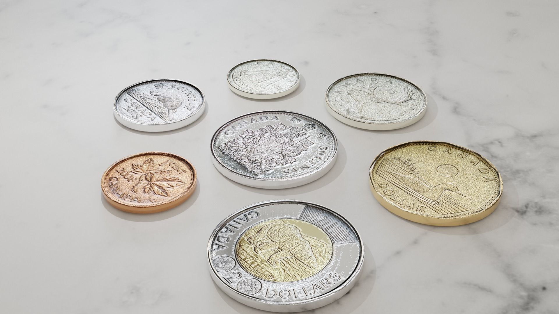 Canadian CAD Coins 3D model | CGTrader