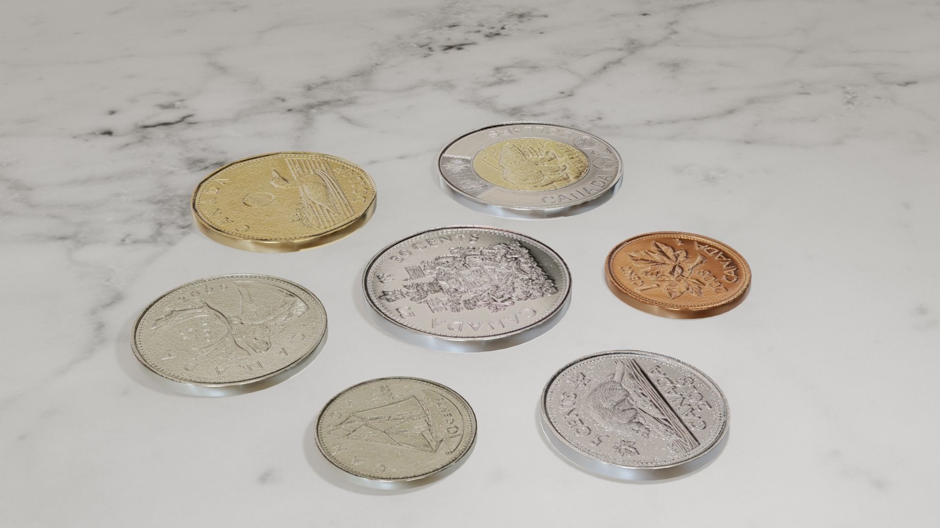 Canadian CAD Coins 3D model | CGTrader
