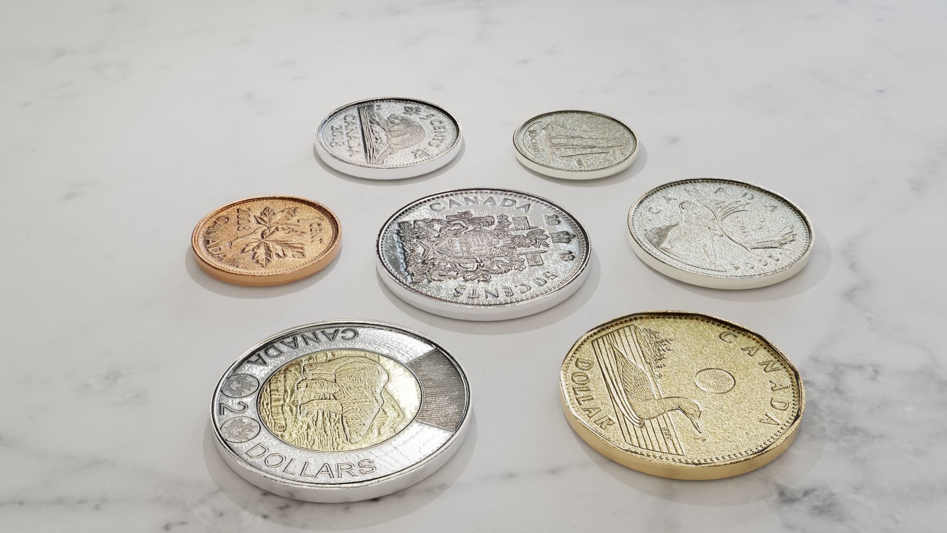 Canadian CAD Coins 3D model | CGTrader