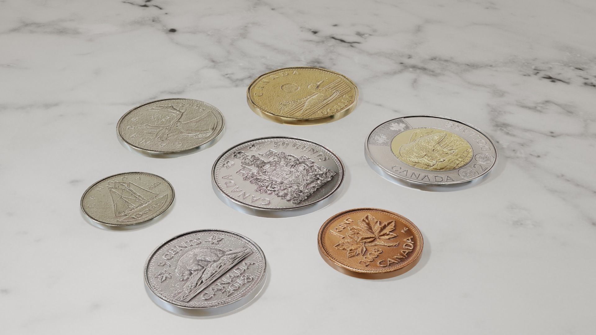 Canadian CAD Coins 3D model | CGTrader