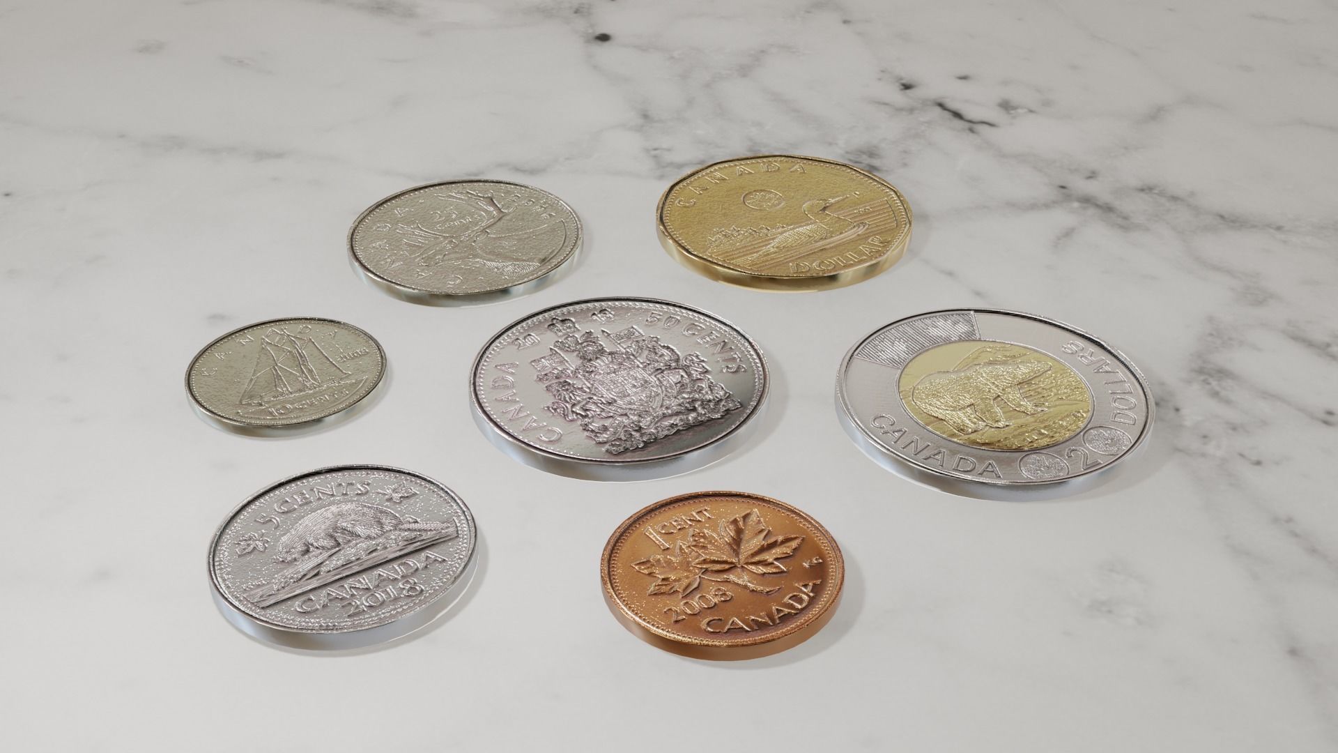 Canadian CAD Coins 3D model | CGTrader