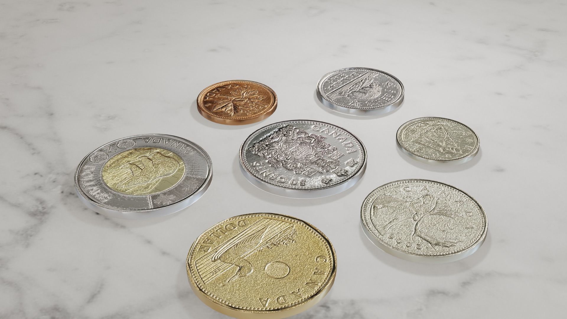 Canadian CAD Coins 3D model | CGTrader