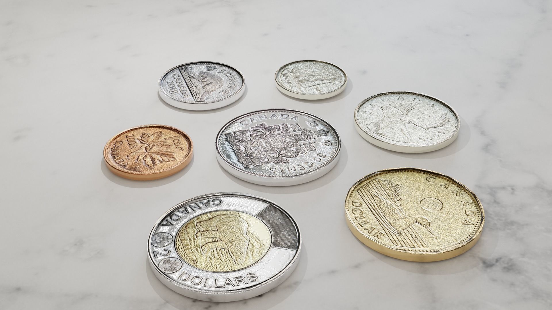 Canadian CAD Coins 3D model | CGTrader