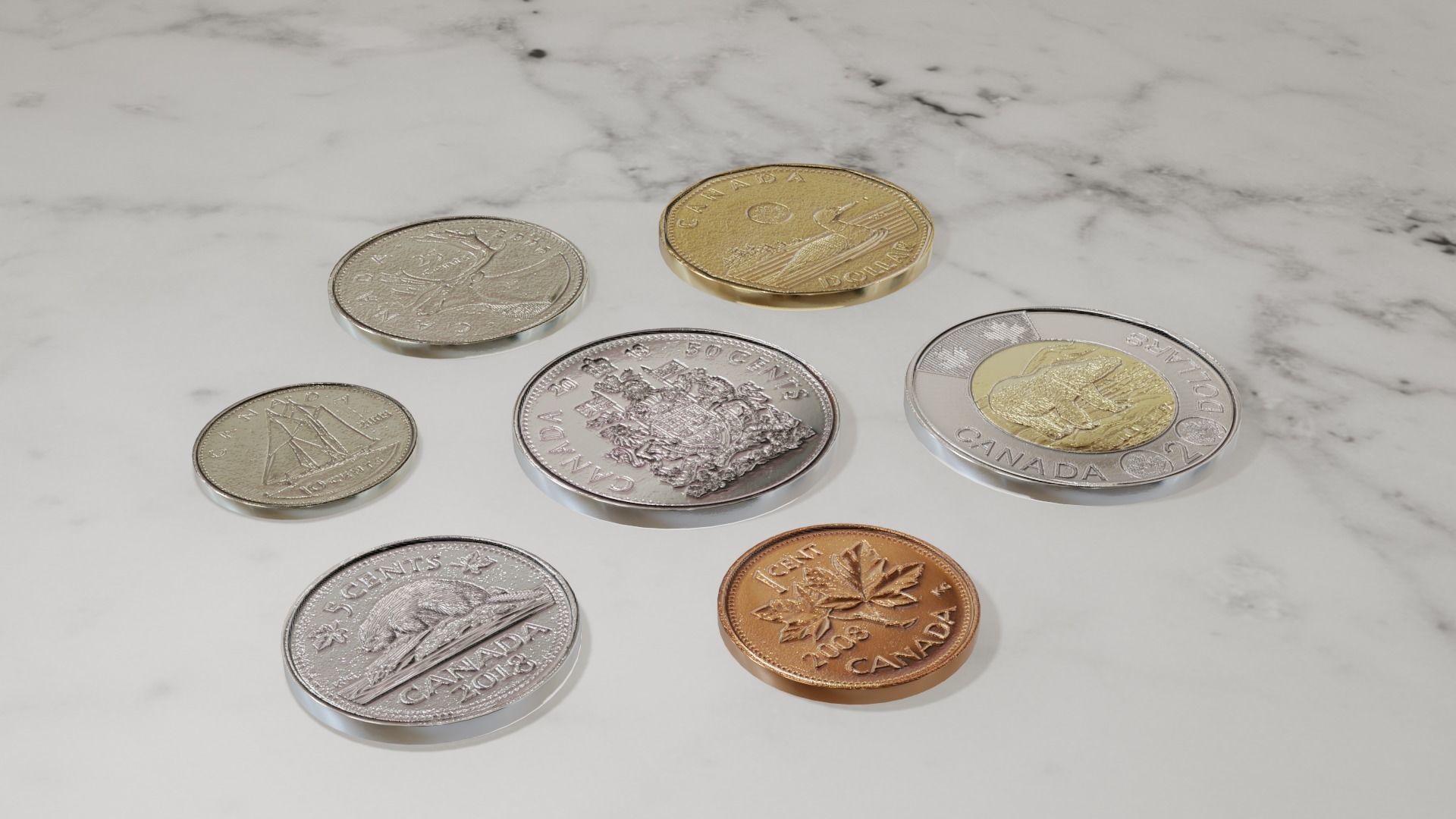 Canadian CAD Coins 3D model | CGTrader