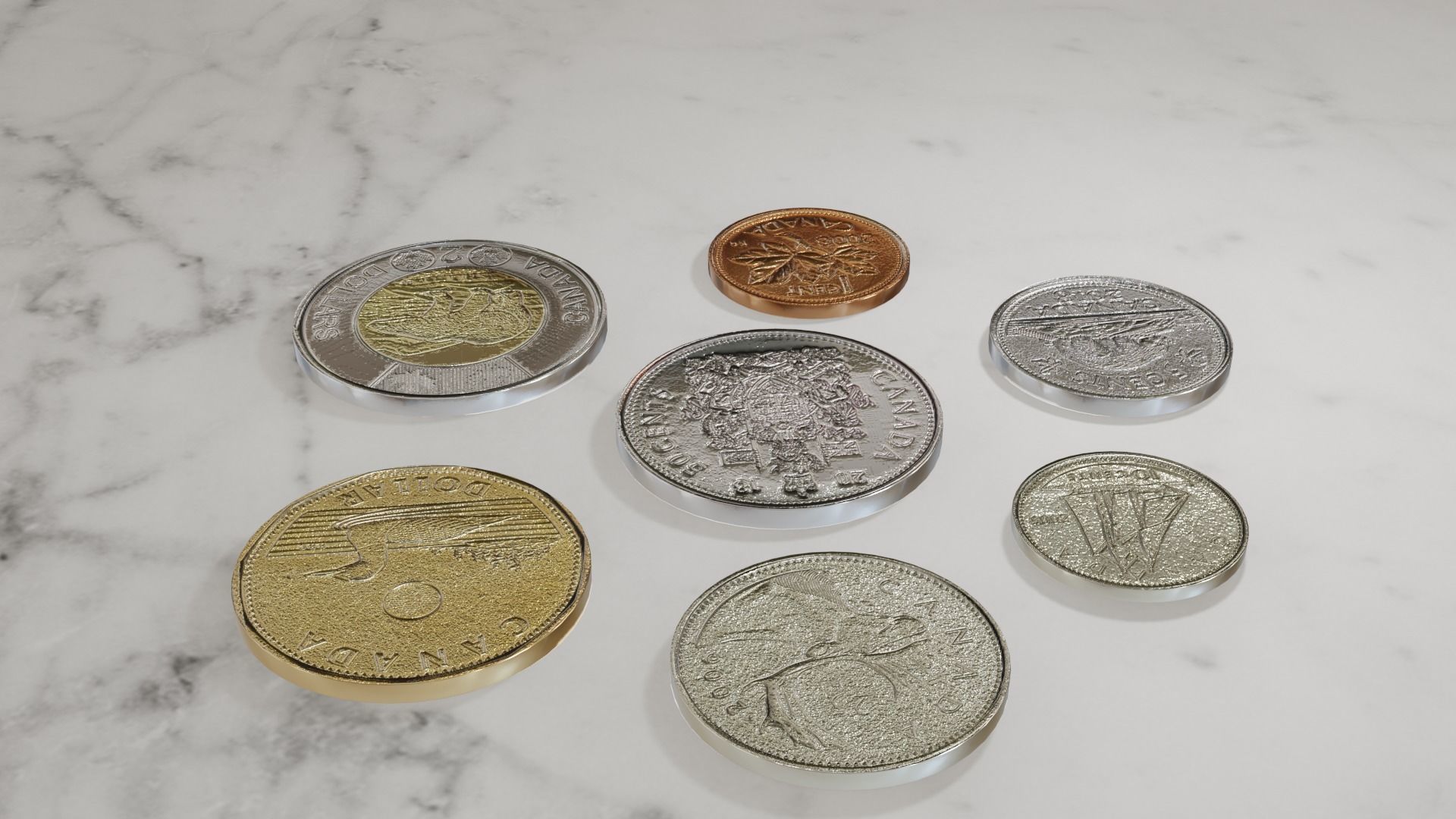 Canadian CAD Coins 3D model | CGTrader