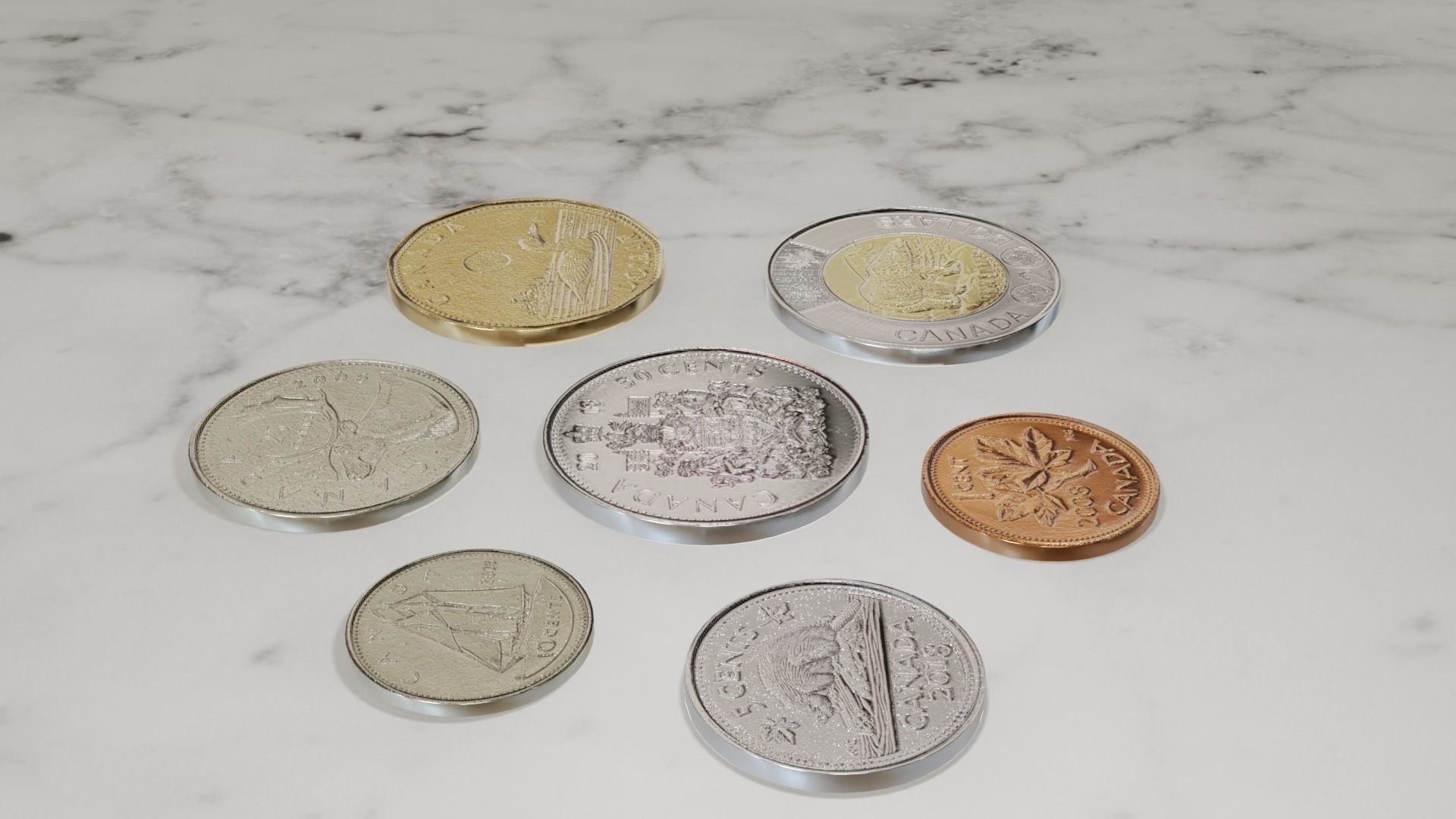 Canadian CAD Coins 3D model | CGTrader