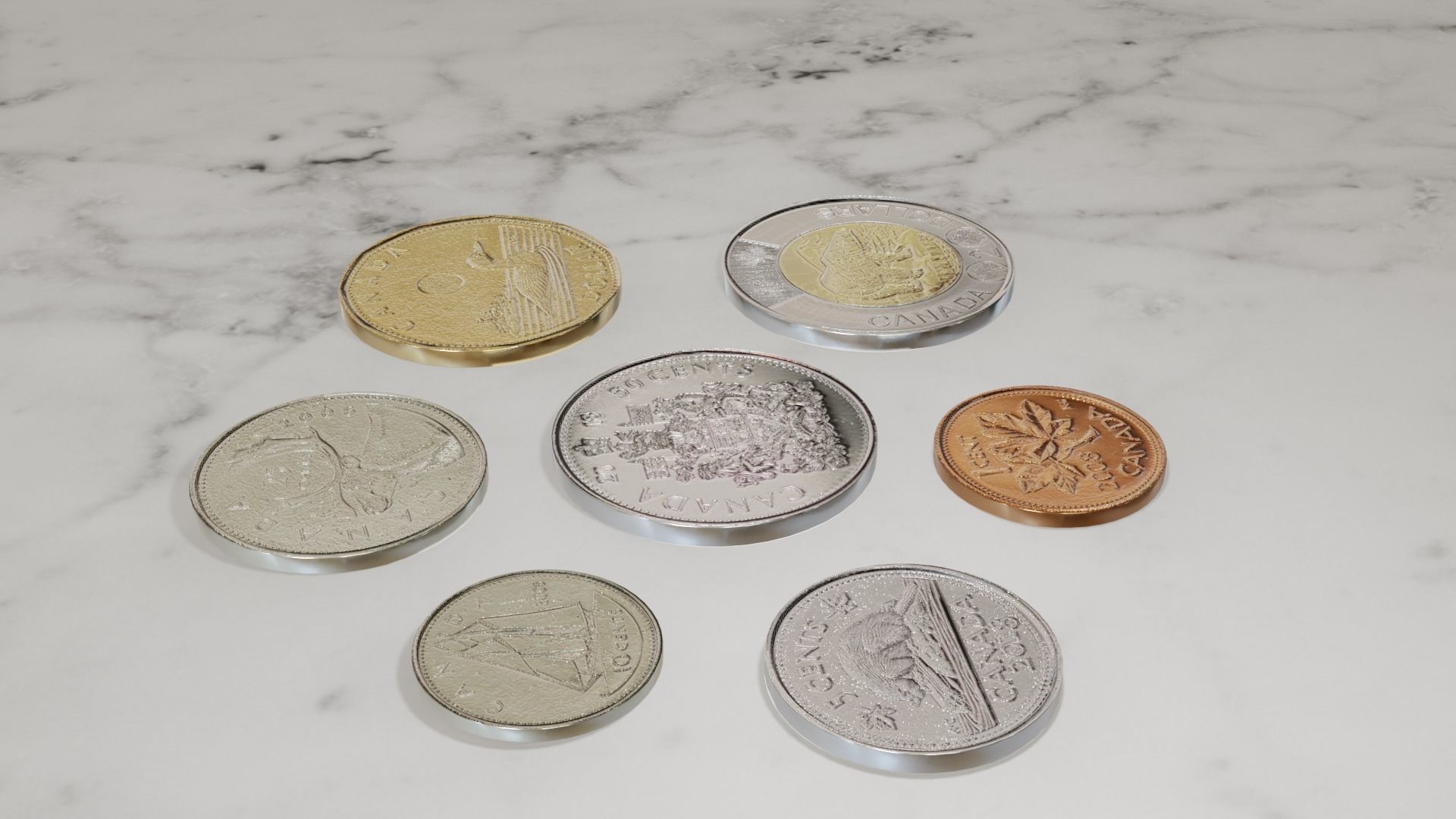 Canadian CAD Coins 3D model | CGTrader
