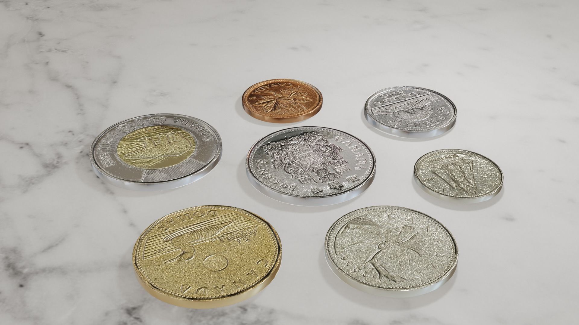 Canadian CAD Coins 3D model | CGTrader