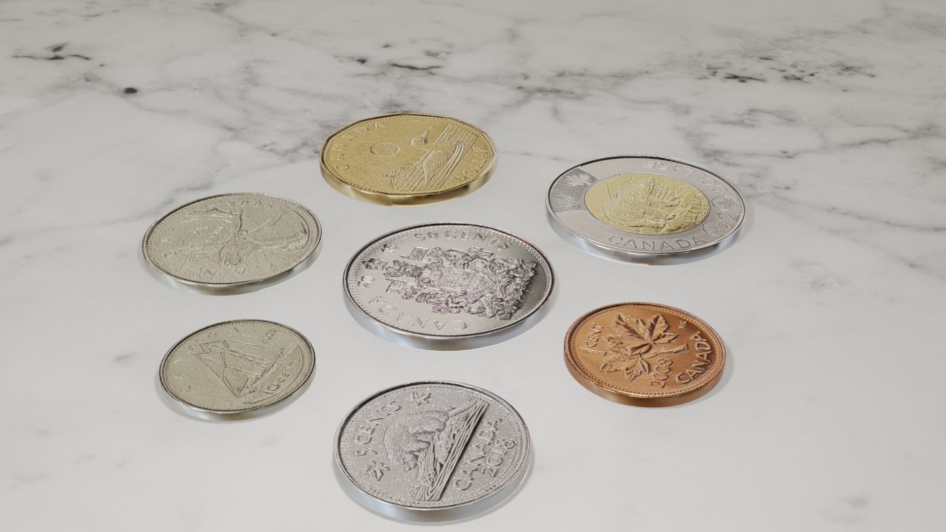 Canadian CAD Coins 3D model | CGTrader