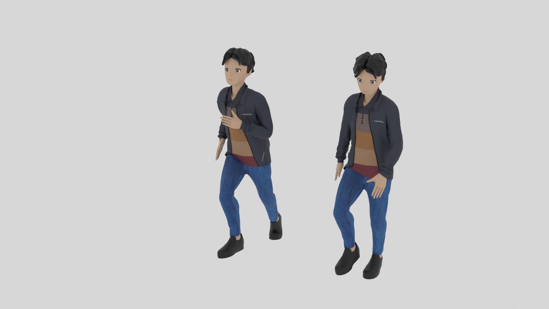 3D model Cartoon Character Walking and Running Animation VR / AR / low ...