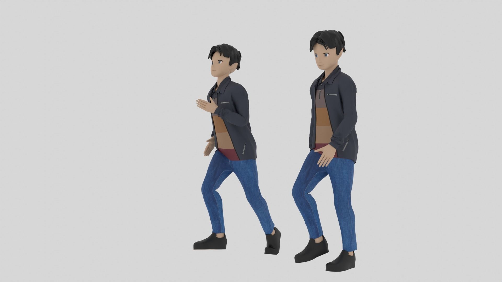 3D model Cartoon Character Walking and Running Animation VR / AR / low ...