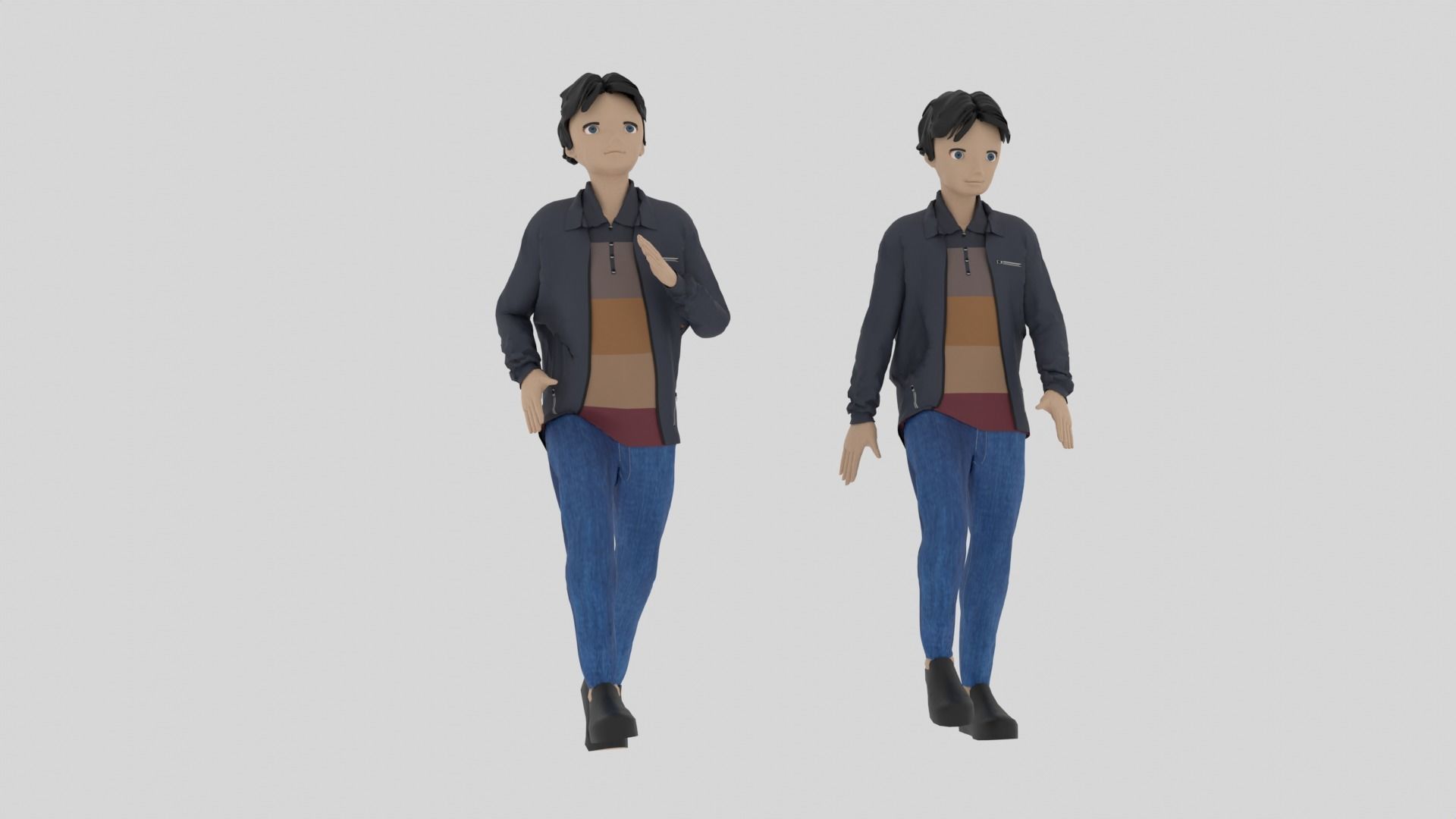3D model Cartoon Character Walking and Running Animation VR / AR / low ...