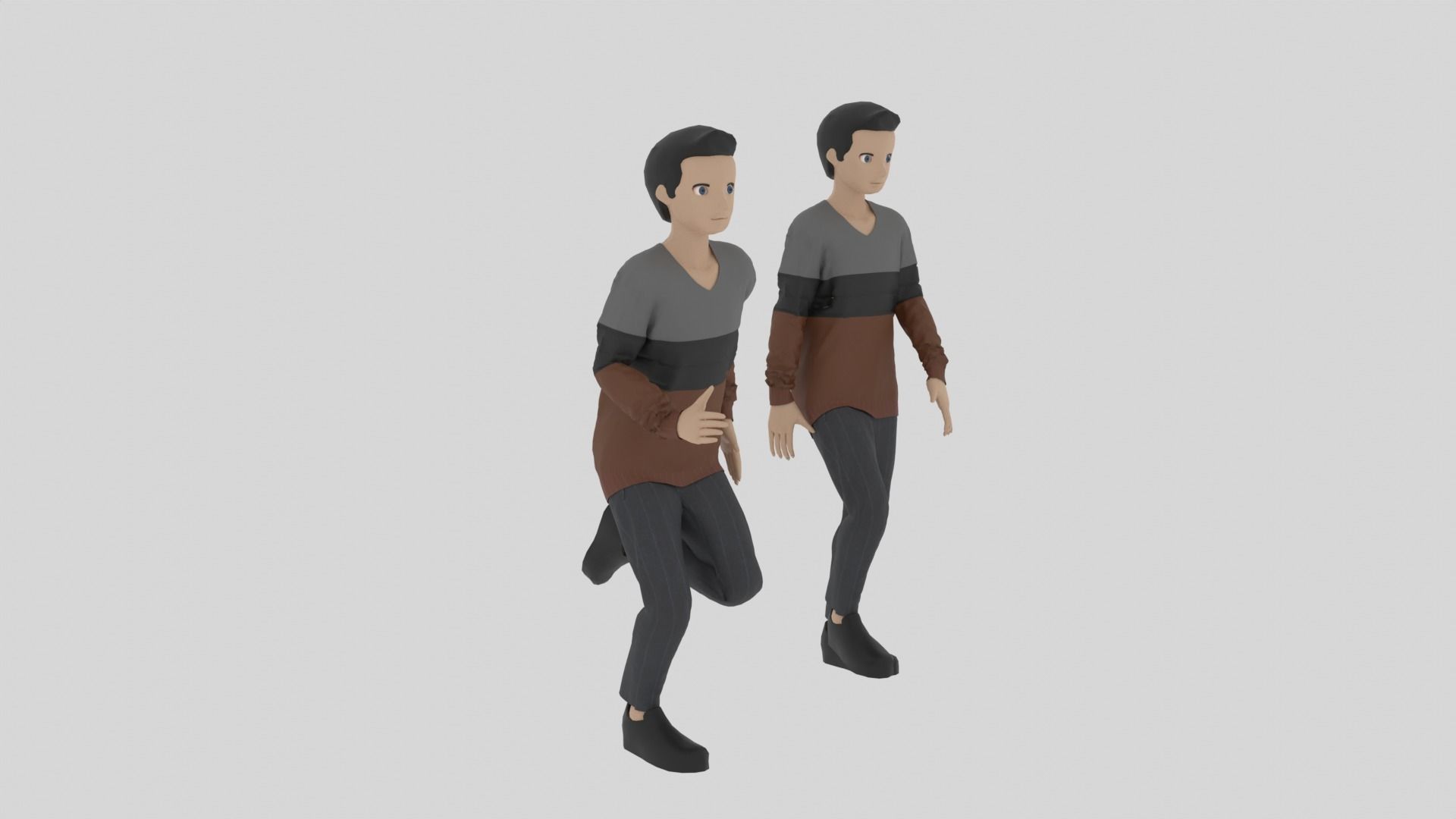 3D model Cartoon Character Walking and Running Animation VR / AR / low ...