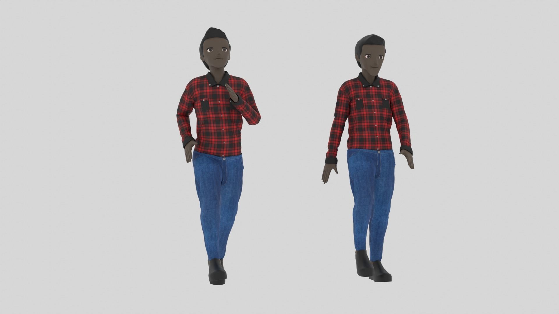 3D model Cartoon Character Walking and Running Animation VR / AR / low ...