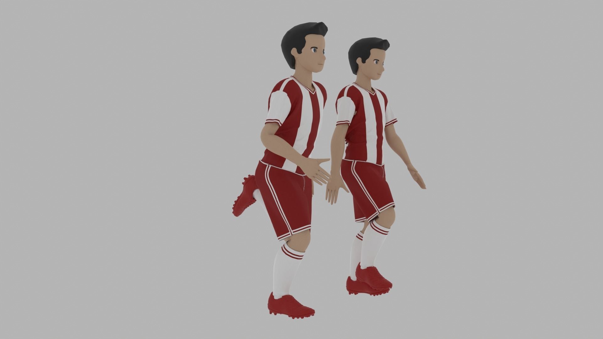 3D model Cartoon Footballer Walking and Running Animation VR / AR / low ...