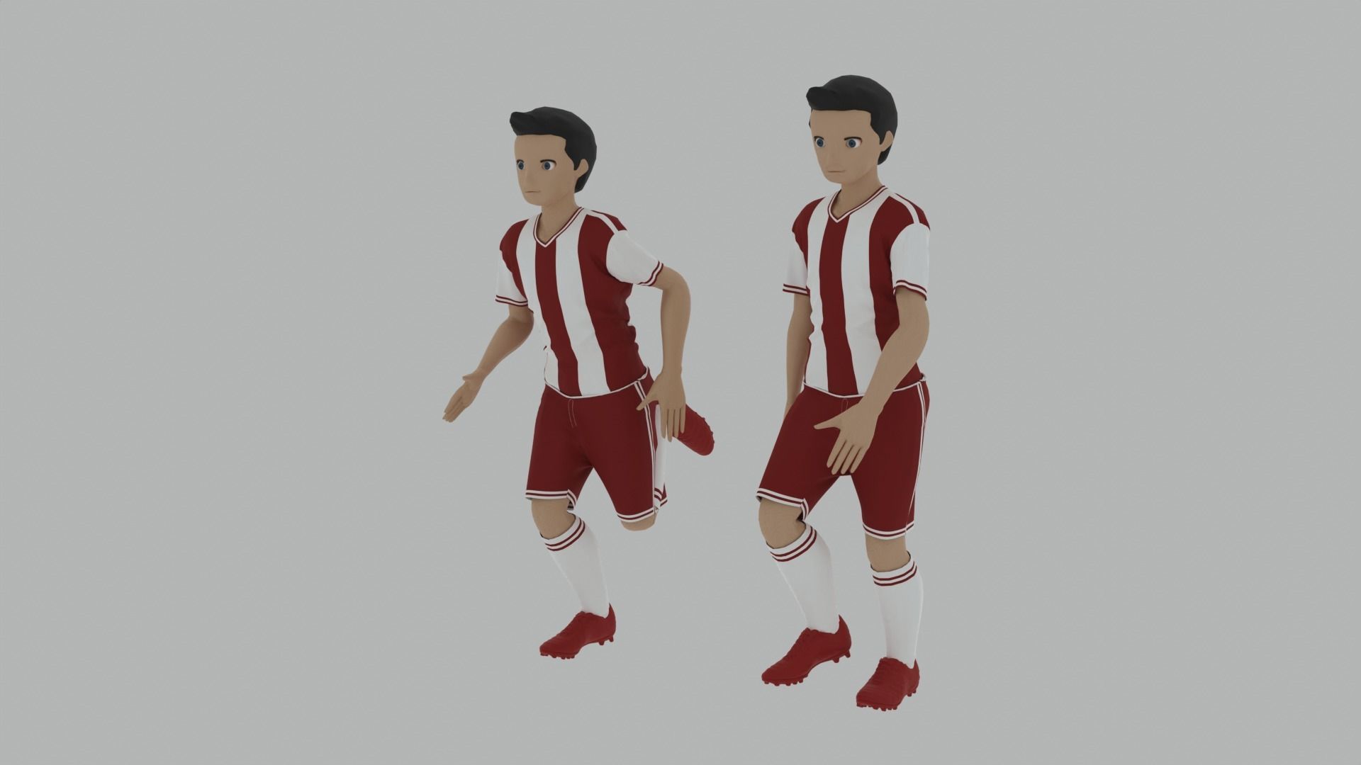 3D model Cartoon Footballer Walking and Running Animation VR / AR / low ...