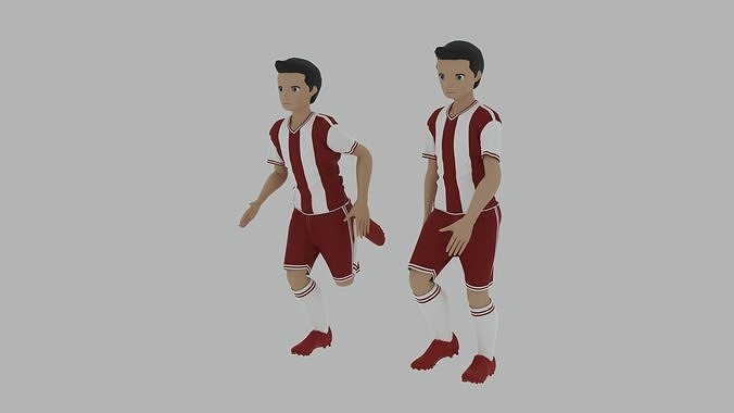 3D model Cartoon Footballer Walking and Running Animation VR / AR / low ...