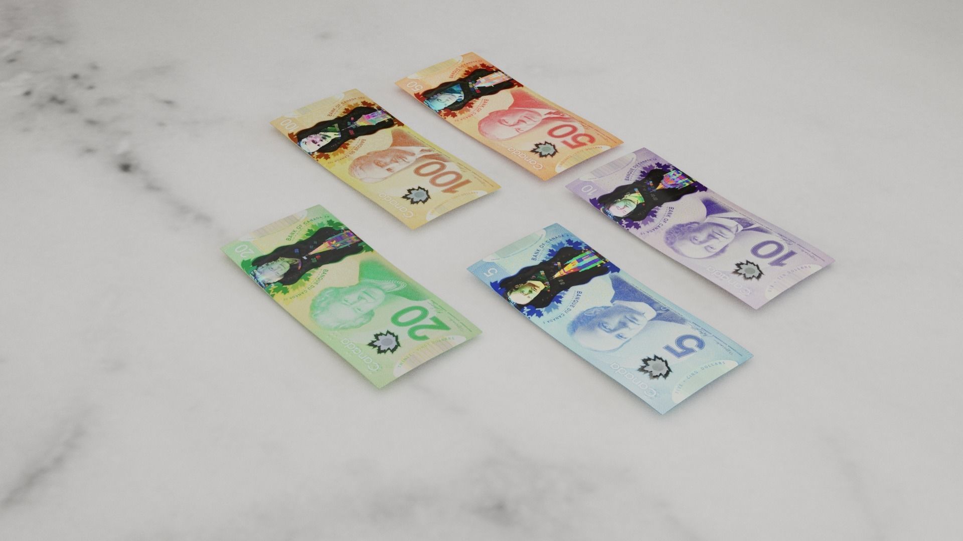 CAD Canadian Dollar Bank Notes 3D model | CGTrader