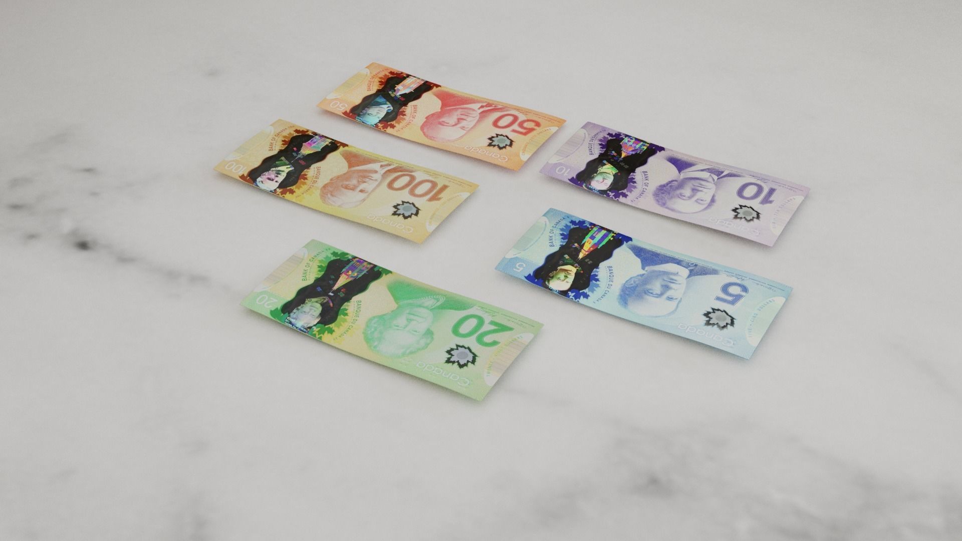CAD Canadian Dollar Bank Notes 3D model | CGTrader