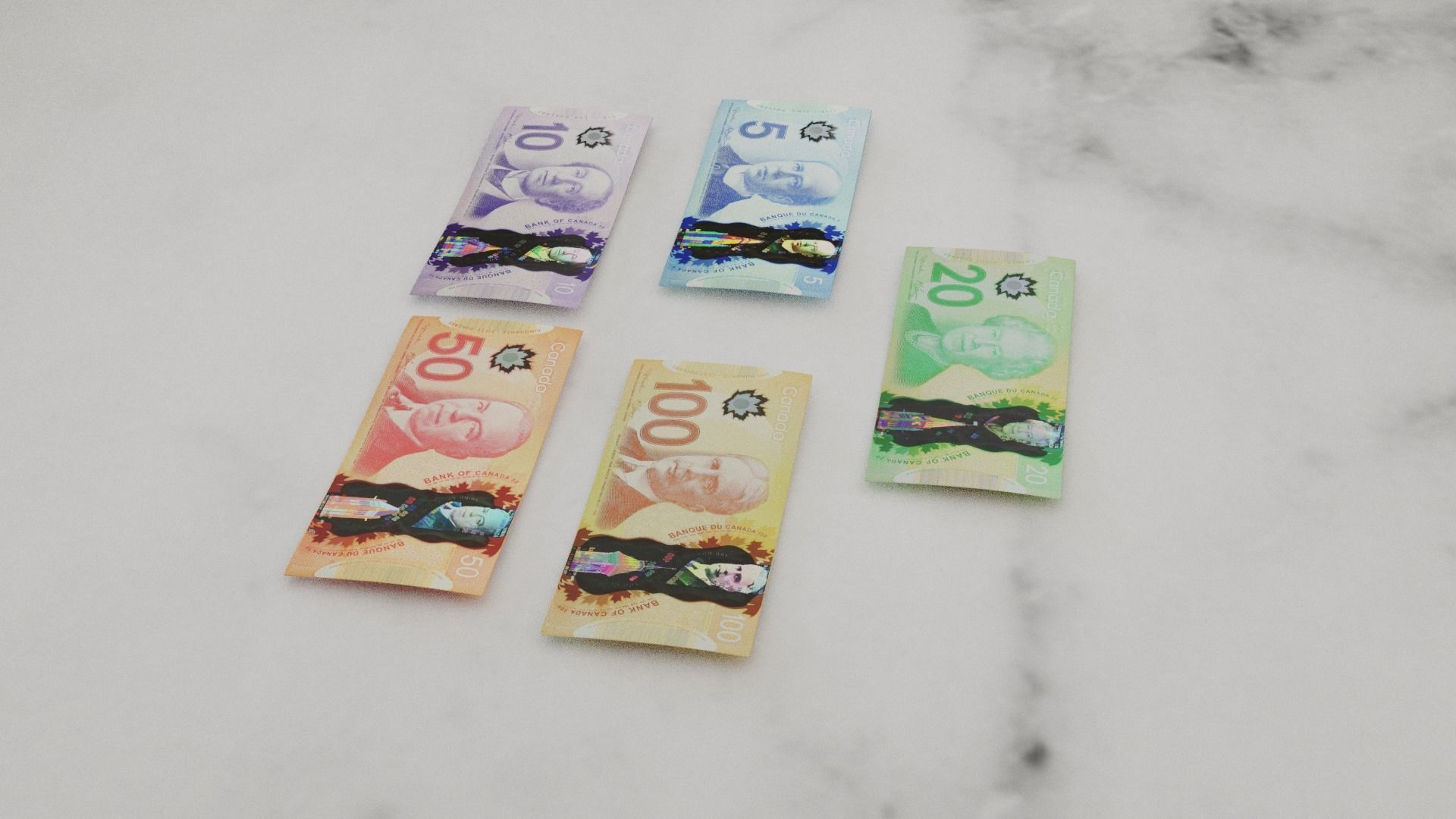 CAD Canadian Dollar Bank Notes 3D model | CGTrader