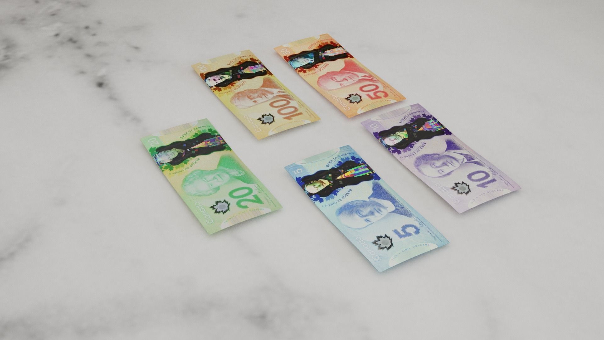 CAD Canadian Dollar Bank Notes 3D model | CGTrader