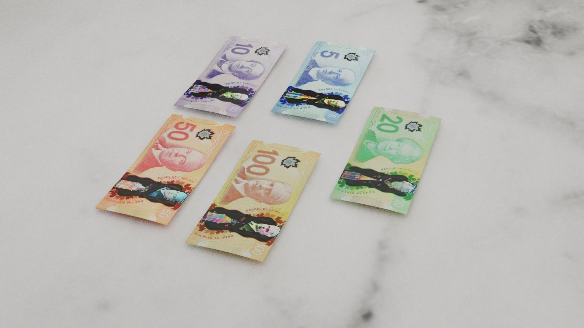CAD Canadian Dollar Bank Notes 3D model | CGTrader
