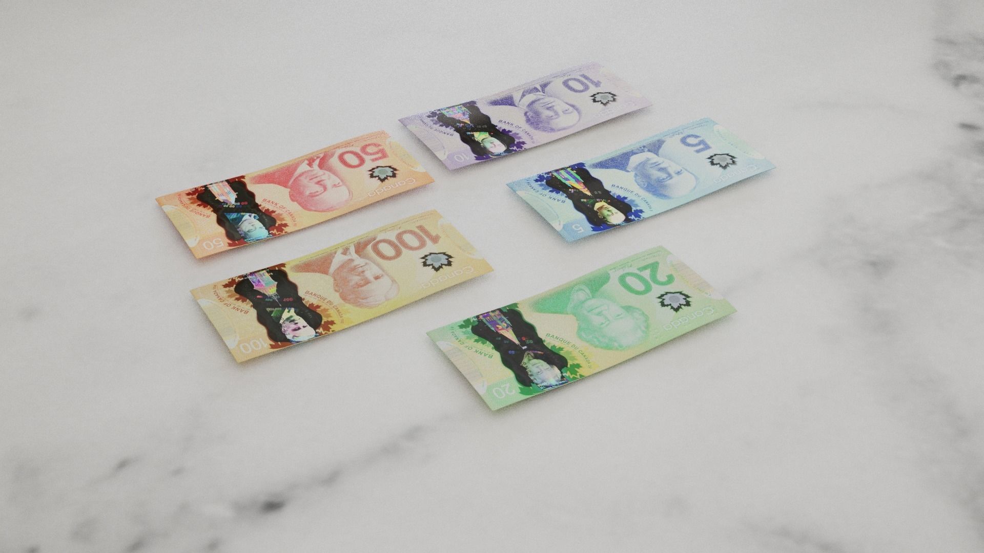 CAD Canadian Dollar Bank Notes 3D model | CGTrader