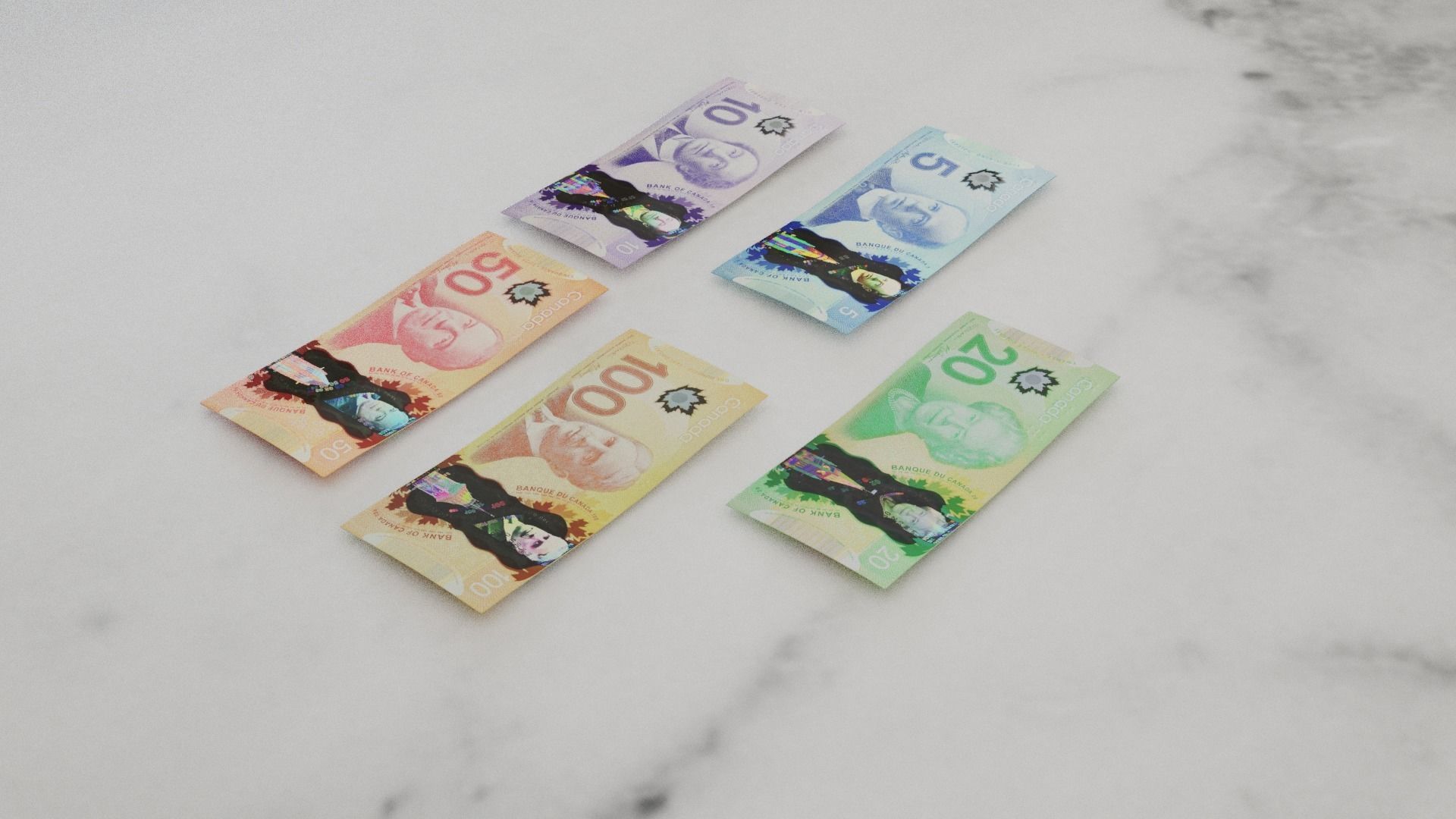 CAD Canadian Dollar Bank Notes 3D model | CGTrader