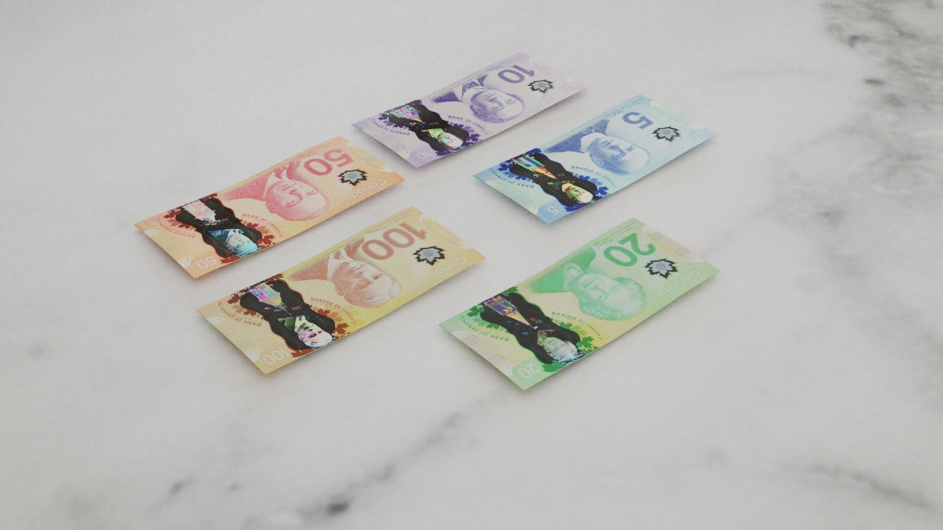 CAD Canadian Dollar Bank Notes 3D model | CGTrader