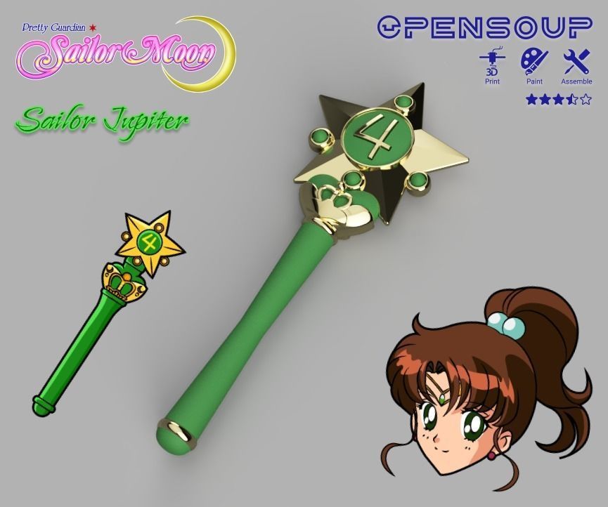 Pretty guardian Sailor Jupiter transformation wand 3D model 3D ...