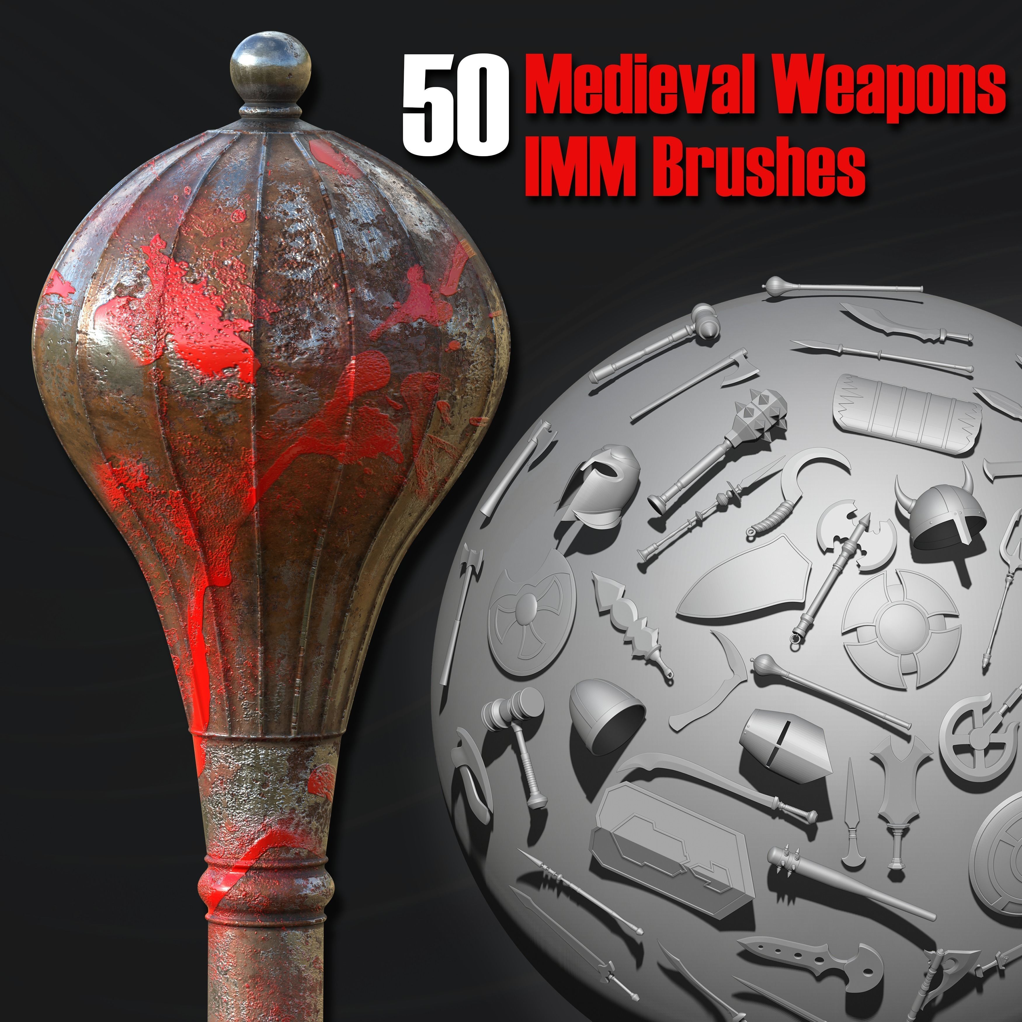50 Medieval Weapons IMM Brushes 3D model | CGTrader