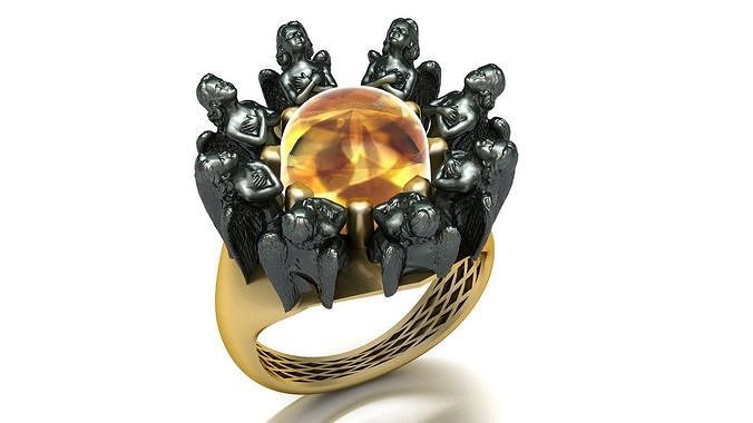 Angel Stone Ring 3D model 3D printable | CGTrader