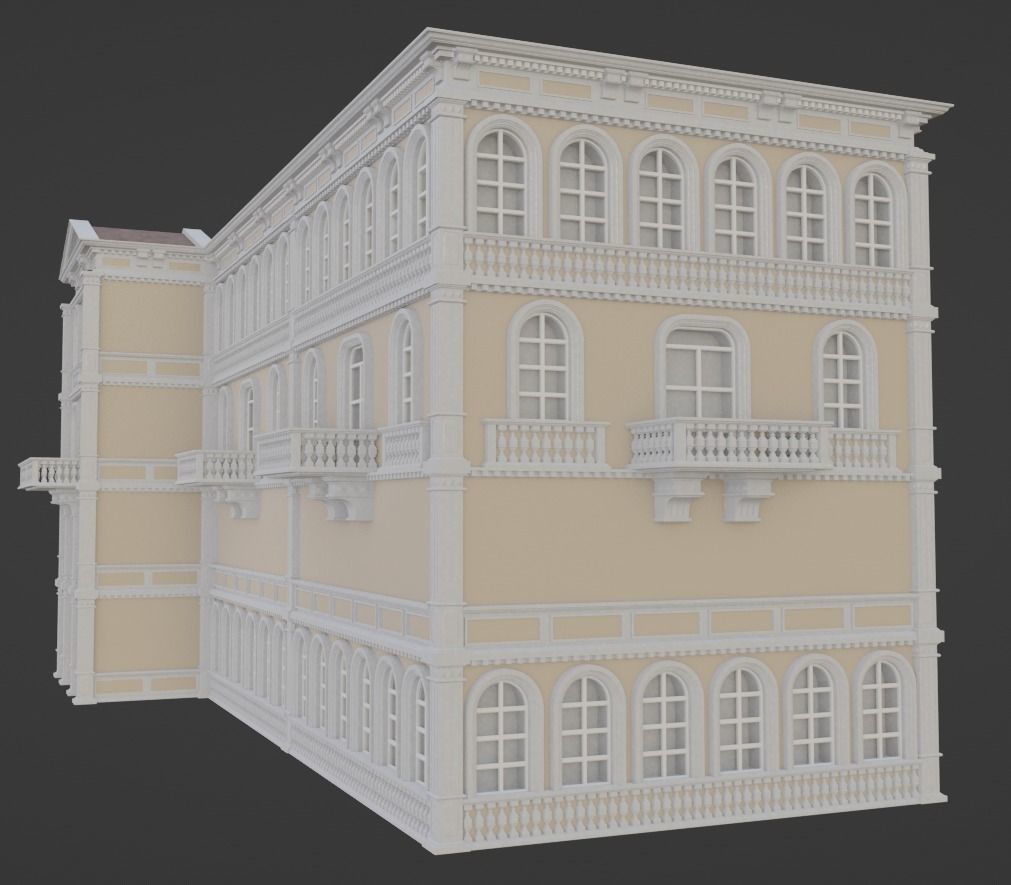 Neoclasical Building Beige 3D model | CGTrader