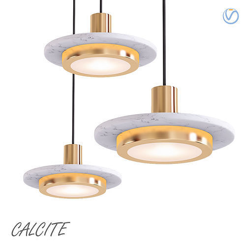 CALCITE pendant light in gold and marble 3D model | CGTrader