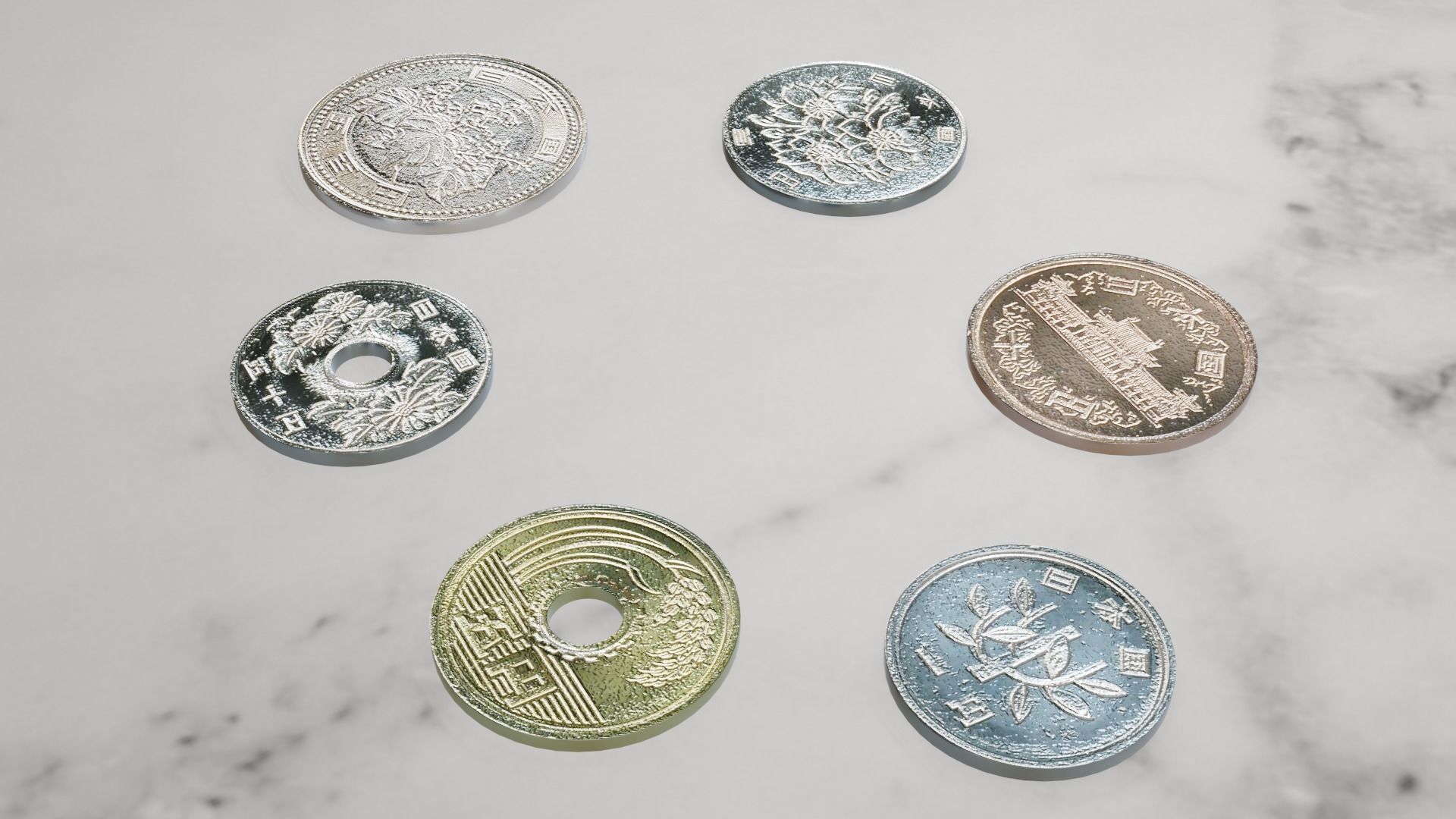 Japanese Yen Coins 3D model | CGTrader