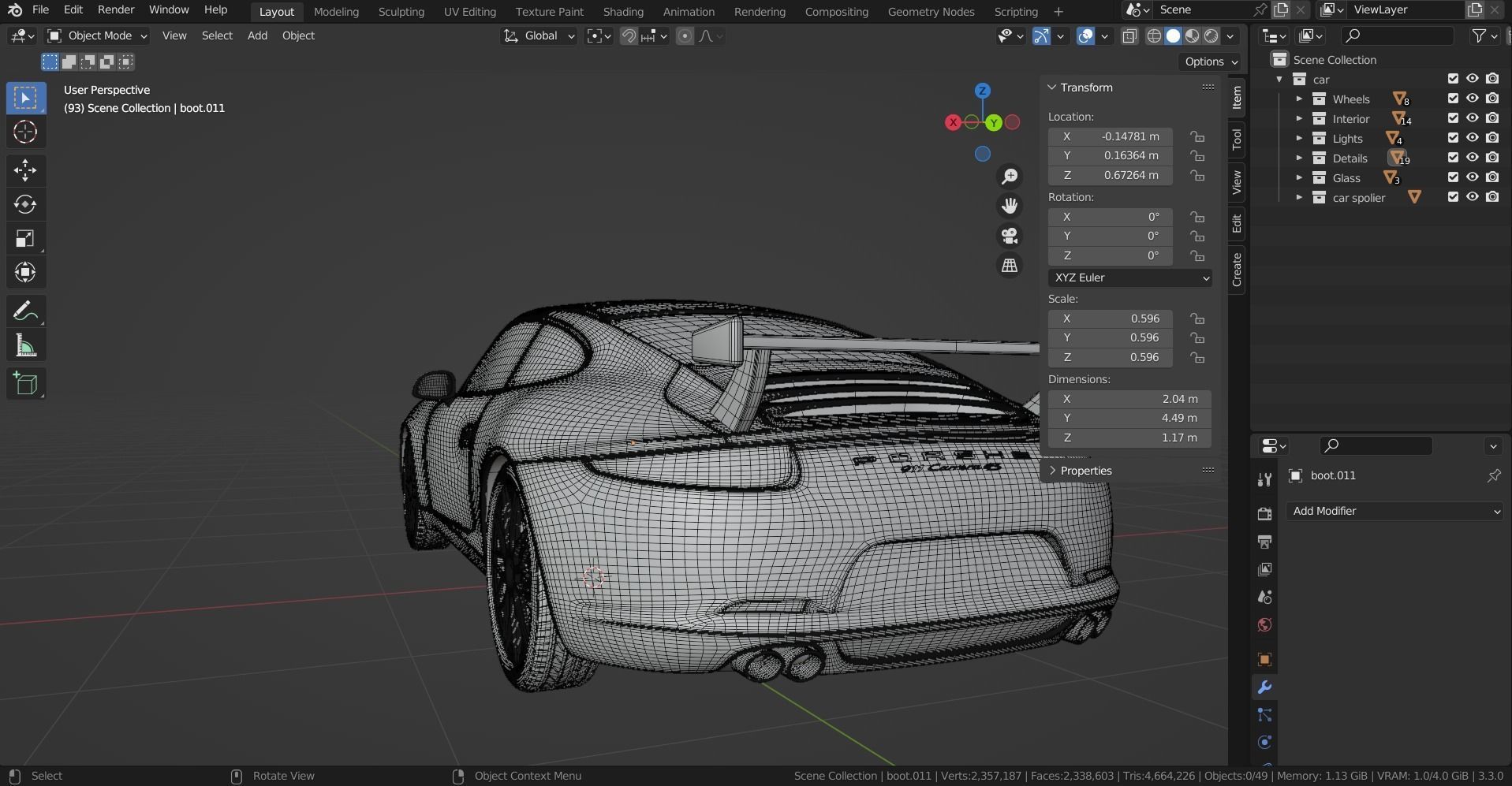 Luxury car Porshe 911 Carrera 4s based on a real car free 3D model ...