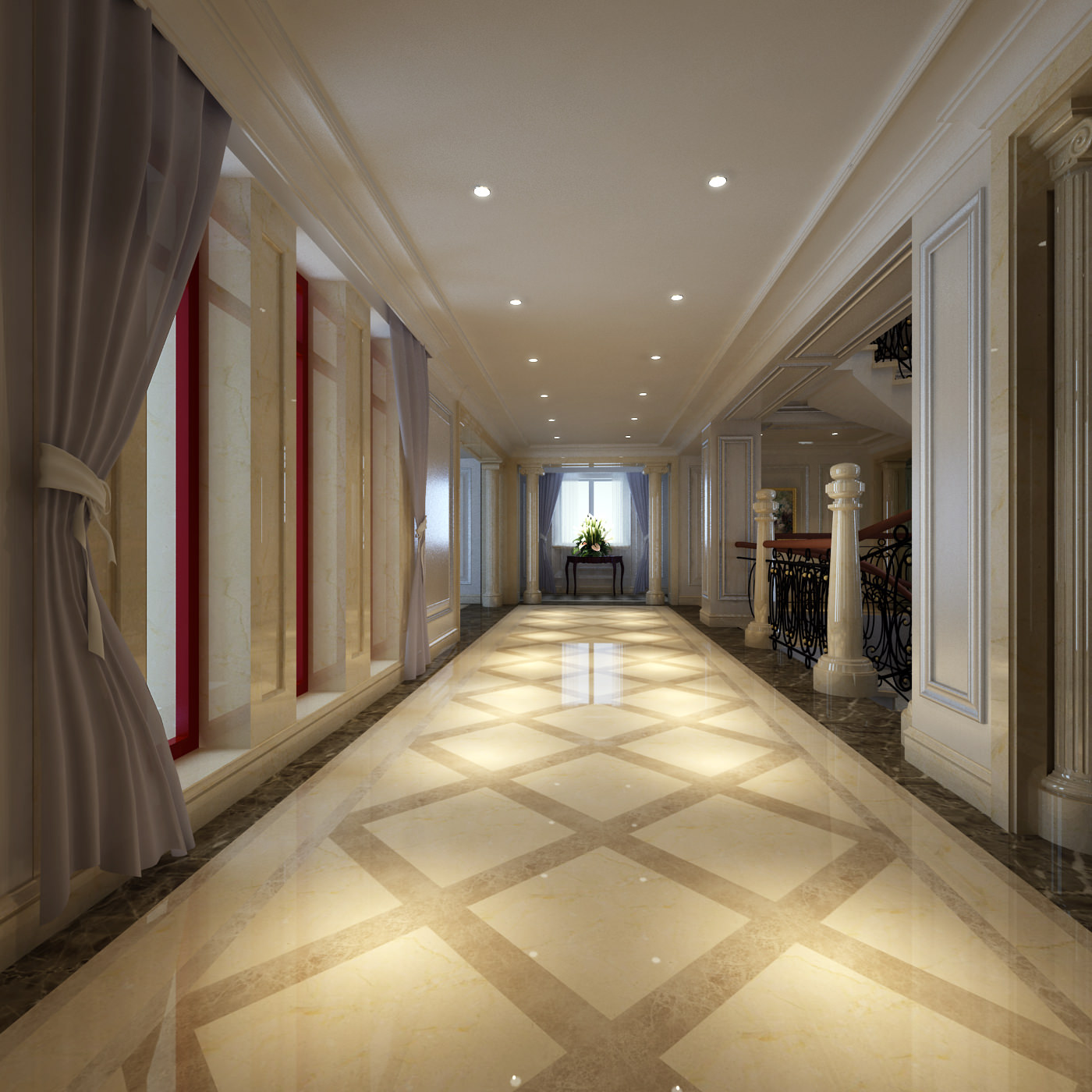 Posh Living Room With Balcony 3D Model .max - CGTrader.com