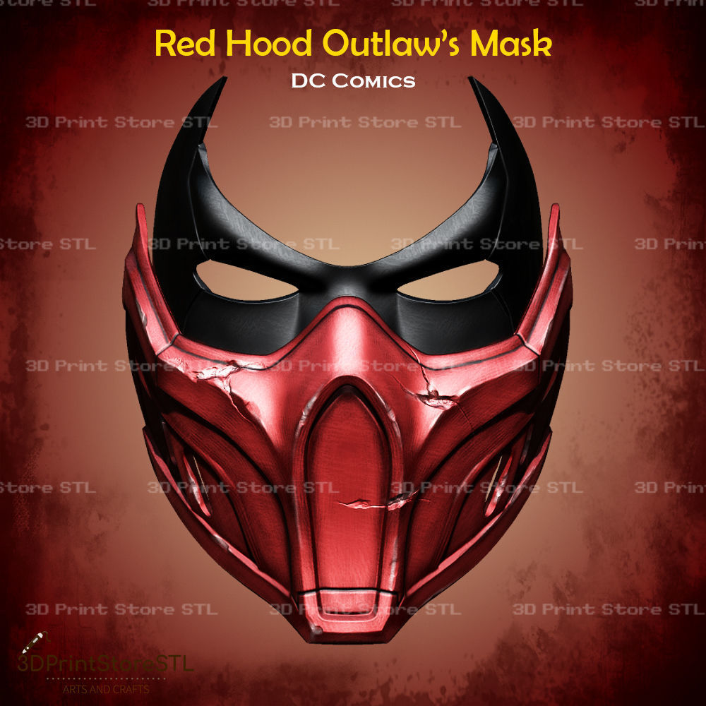 Red Hood Outlaw Mask Cosplay DC Comics - STL File 3D model 3D printable ...